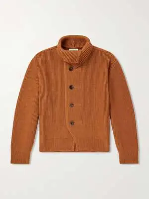 Dries Van Noten Marino Shawl-collar Ribbed Wool Cardigan