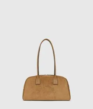 Karl Lagerfeld Suede Bowling Bag - Caramel