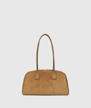 Karl Lagerfeld Suede Bowling Bag - Caramel