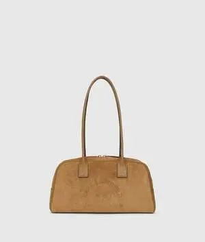 Karl Lagerfeld Suede Bowling Bag - Caramel