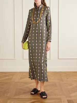 La DoubleJ Chemise Printed Silk-twill Maxi Shirt Dress