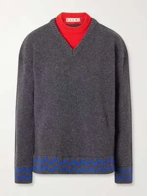 Marni Layered Wool Sweater - Gray