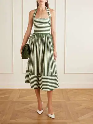 Carolina Herrera Striped Cotton-blend Midi Dress