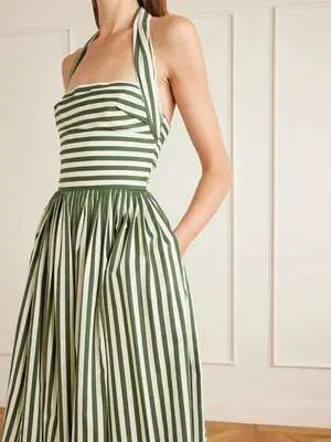 Carolina Herrera Striped Cotton-blend Midi Dress