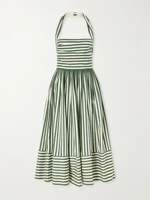 Carolina Herrera Striped Cotton-blend Midi Dress - Green