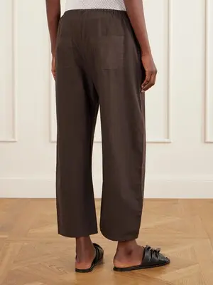 LESET Kyoto Cotton-poplin Wide-leg Pants - Brown