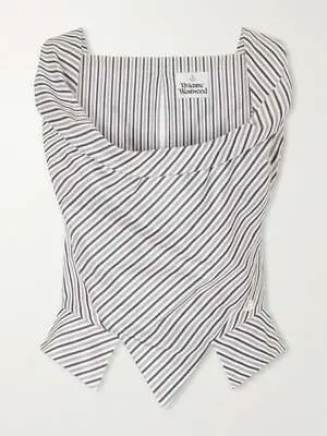 VIVIENNE WESTWOOD Sunday Asymmetric Striped Cotton-poplin Blouse - Gray