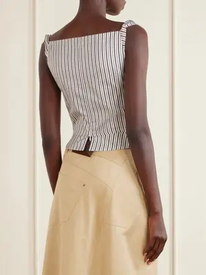 VIVIENNE WESTWOOD Asymmetrical Striped Cotton Poplin Blouse - Gray