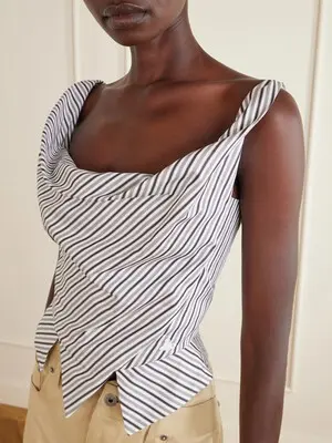 VIVIENNE WESTWOOD Asymmetrical Striped Cotton Poplin Blouse - Gray