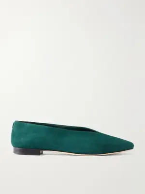 JIMMY CHOO Margot Suede Ballet Flats Green