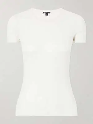 JAMES PERSE Ribbed Cotton And Cashmere-blend T-shirt - Ivory