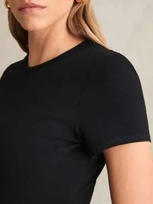 REISS Jolie Stretch-cotton Crew-neck T-shirt - Black