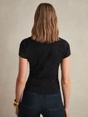 REISS Jolie Stretch-cotton Crew-neck T-shirt - Black