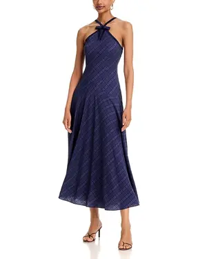 Aqua Plaid Halter Dress Exclusive