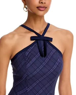 Aqua Plaid Halter Dress Exclusive