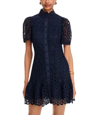 Aqua Geo Lace Short Sleeve Mini Dress Exclusive