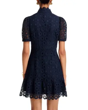 Aqua Geo Lace Short Sleeve Mini Dress Exclusive