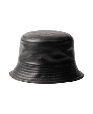 Prada Nappa Leather Bucket Hat - Black