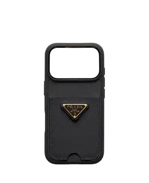 Prada Saffiano Leather Case For Iphone 17 Pro - Black