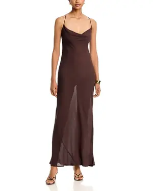 AFRM Cheryl Cowl Neck Maxi Dress - Espresso