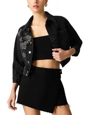 Steve Madden Embellished Cropped Denim Jacket