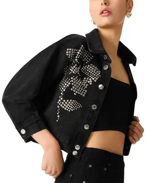Steve Madden Embellished Cropped Denim Jacket