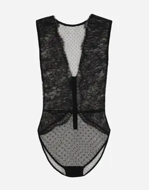Dolce & Gabbana Lace Bodysuit With Plunging Neckline