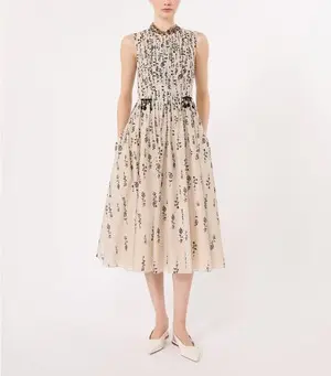 Max Mara Cotton Floral Midi Dress