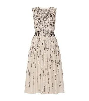 Max Mara Floral Cotton Midi Dress - Beige