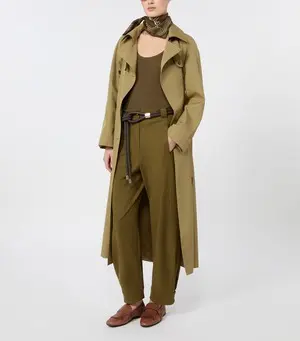 Max Mara Leather-trimmed Trench Coat - Brown