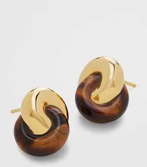 Monica Vinader X Kate Young Vermeil And Tiger's Eye Knotted Earrings - Gold