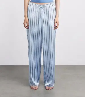 SKIMS Woven Shine Stripe Pyjama Bottoms - Blue