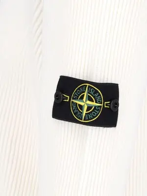 Stone Island Ribbed Virgin Wool Turtleneck Sweater - White