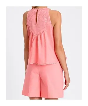TWINSET Embroidered Sleeveless Top With Keyhole Back