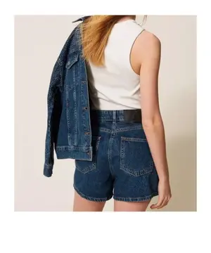 TWINSET Embellished Denim Shorts - Black