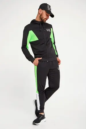 Emporio Armani Color-blocked Zip-up Hooded Jacket