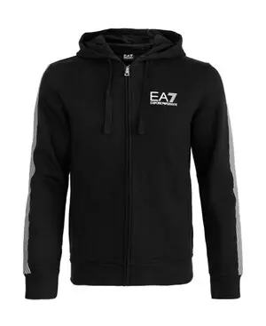 Emporio Armani Armani Armani Ea7 Series New Velvet Cardigan Hooded Sweater 6zpm37 - Black