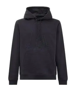 Emporio Armani Navy Blue Logo Embroidered Sweater - Black