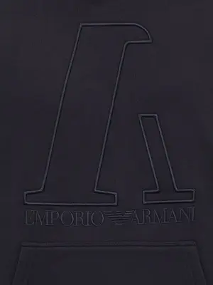 Emporio Armani Navy Blue Logo Embroidered Sweater
