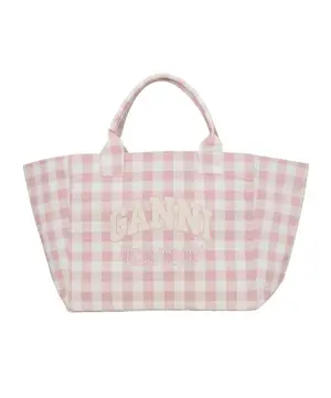 GANNI Xxl Vichy Checked Tote Bag