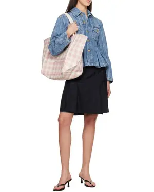 GANNI Xxl Vichy Checked Tote Bag