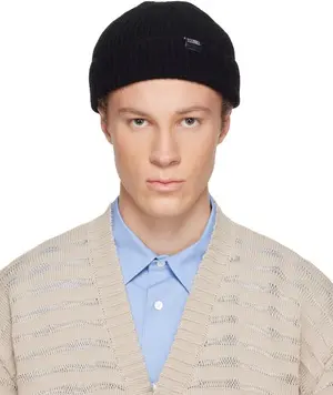 MAISON MARGIELA Ribbed Logo-patch Beanie