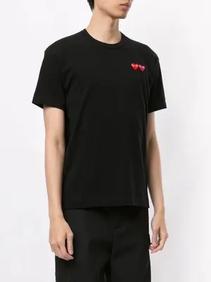 Play Comme Des Garcon Double Heart Appliquéd T-shirt