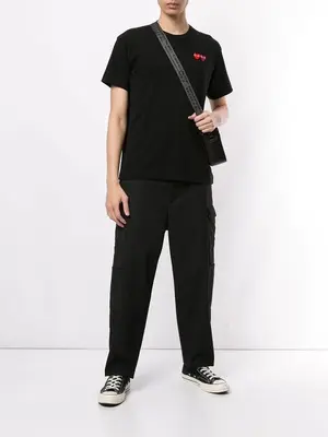 Play Comme Des Garcon Double Heart Appliquéd T-shirt