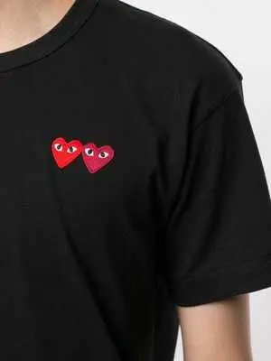 Play Comme Des Garcon Double Heart Appliquéd T-shirt