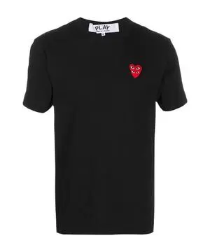 Play Comme Des Garcon Embroidered-logo Cotton T-shirt - Black
