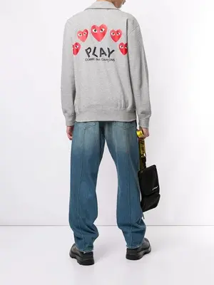 Play Comme Des Garcon Zip-up Hoodie With Rear Logo Print