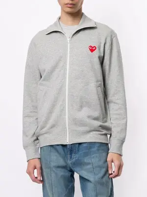 Play Comme Des Garcon Zip-up Hoodie With Rear Logo Print