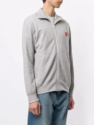 Play Comme Des Garcon Zip-up Hoodie With Rear Logo Print