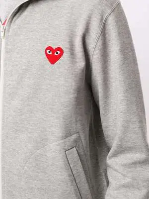 Play Comme Des Garcon Zip-up Hoodie With Rear Logo Print